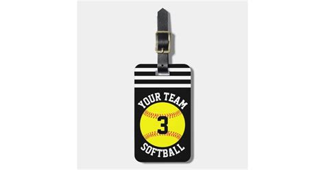 Softball Team Name And Player Number Fastpitch Bag Luggage Tag Zazzle