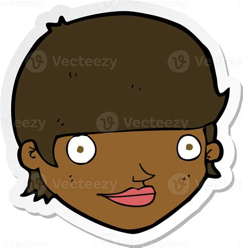 Sticker Of A Cartoon Happy Female Face 41007317 Png