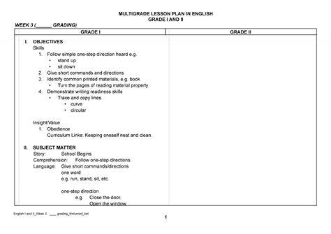 Multigrade Teaching Lesson Plan How To Create A Multigrade Teaching