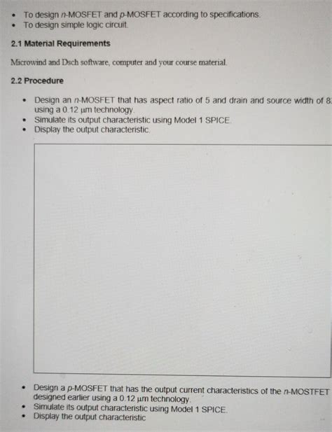 To Design N MOSFET And P MOSFET According To Chegg