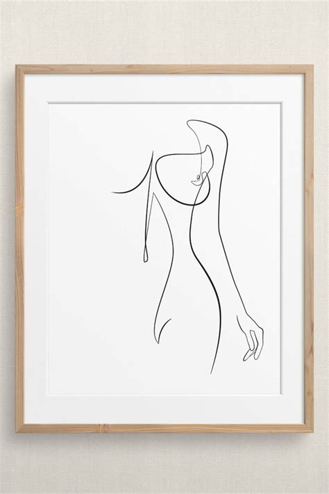 Woman Body Line Art Female One Line Drawing Printable Abstract Body