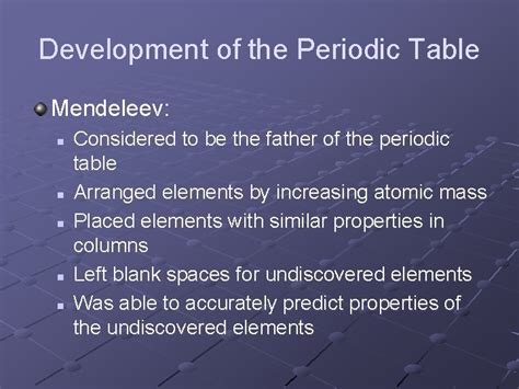 The Periodic Table Formation Of Ions Development Of