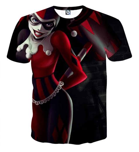 Harley Quinn Sexy Circus Clown Costume Black T Shirt