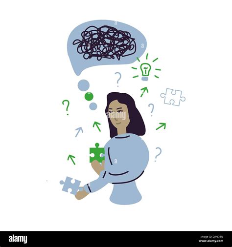 Woman Solving Problem Vector Illustration Stock Vector Image Art Alamy