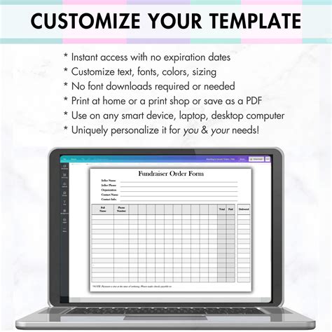 Editable Fundraising Form Printable Sponsorship Form Custom Fundraiser Form Sales Order Form
