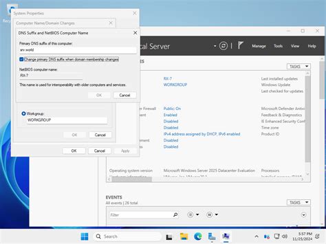 Windows Server 2025 Initial Settings Change Computer Name Server World