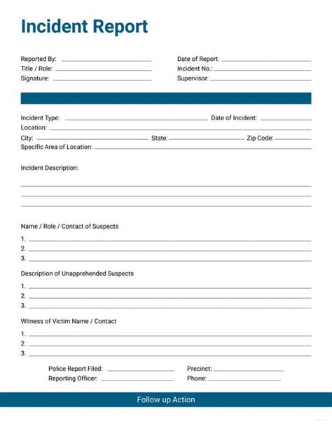 Printable Incident Report Form Template Free Printable Templates