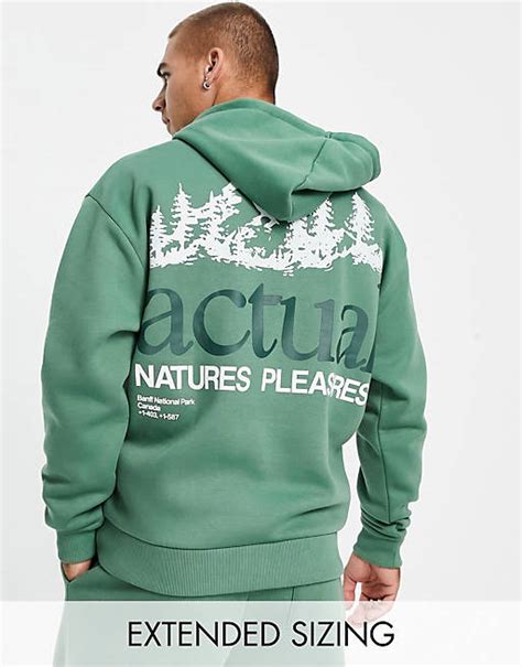Asos Actual Sweat à Capuche Oversize Densemble à Imprimé Natures