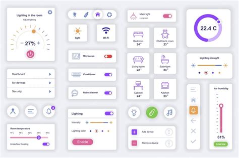 Premium Vector User Interface Elements Set For Smart Home Mobile App Kit Template With Hud