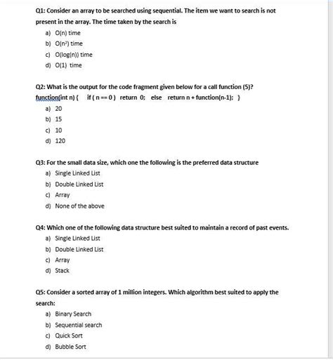 Solved Q1 Consider An Array To Be Searched Using