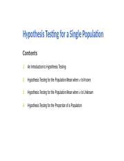 Hypothesis Testing Pptx Hypothesis Testing For A Single Population Contents 1 An Introduction