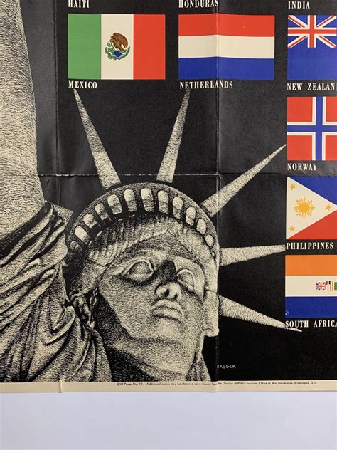United Nations Fight For Freedom World War 2 Poster Vg 1942 28 14 X