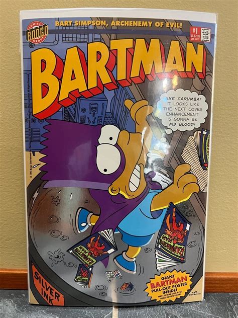 Bongo Comics 1993 Simpsons Bartman 1 Foil Cover Poster In Tact Matt