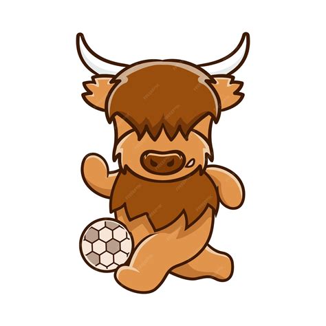 Premium Vector Cute Highland Cow Cartoon Clipart With Funny Pose