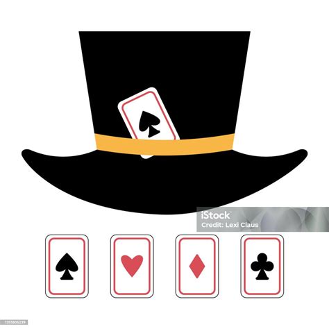 카드 놀이와 마술 모자 벡터 서커스 클립아트 마법사 또는 저글러 장비 아이콘 귀여운 재미있는 축제 옷 클립 아트 스트리트 쇼
