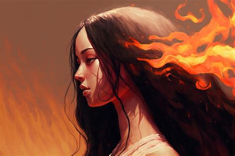 Premium Photo Portrait Of A Cute Girl In The Fire Burning Girl In The
