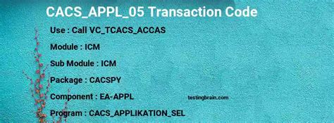 CACS APPL SAP Tcode For Call VC TCACS ACCAS