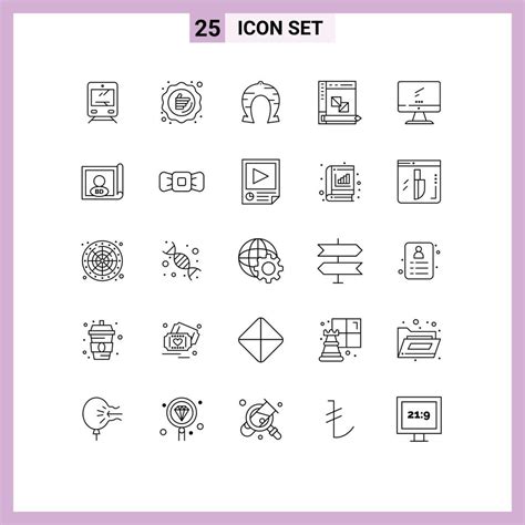 Mobile Interface Line Set Of 25 Pictograms Of Panel Develop Sale Coding Luck Editable Vector