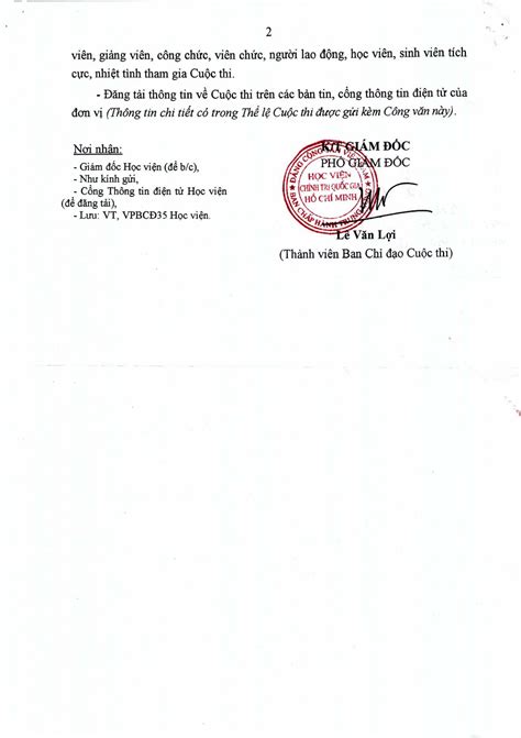 Công văn số CV HVCTQG ngày của Giám đốc Học viện Chính trị quốc gia Hồ Chí Minh