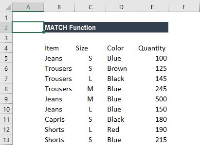 MATCH Function Formula Examples How To Use Match In Excel