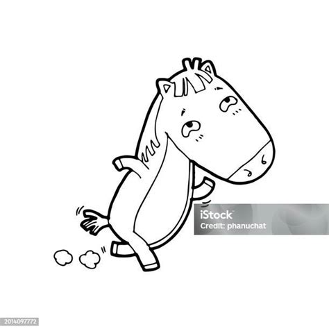 귀여운 만화 말 손으로 그린 낙서 만화 그림 벡터 흰색 배경에 고립 귀여운에 대한 스톡 벡터 아트 및 기타 이미지 귀여운
