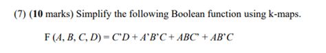 Solved Marks Simplify The Following Boolean Chegg