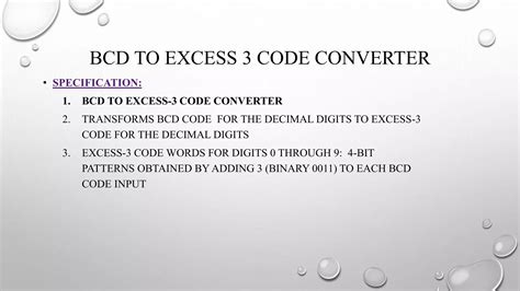 The Bcd To Excess 3 Converter Pptx