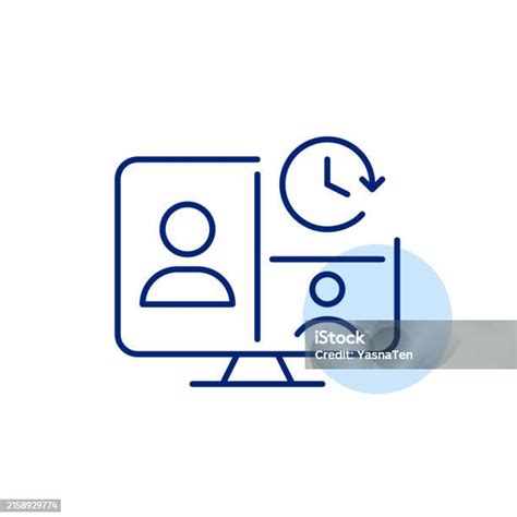 라이브 그룹 화상 회의 및 컴퓨터 모니터의 시계 가상 회의 또는 온라인 수업을 예약합니다 완벽한 픽셀 편집 가능한 획 아이콘 0