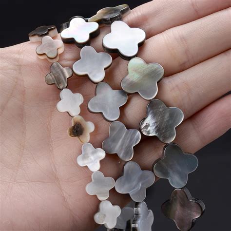 10pcs 자연 쉘 비즈 네 잎 클로버 쥬얼리에 대 한 블랙 쉘 구슬 Diy 목걸이 팔찌 매력 액세서리 8 12 14mm 구슬 Aliexpress