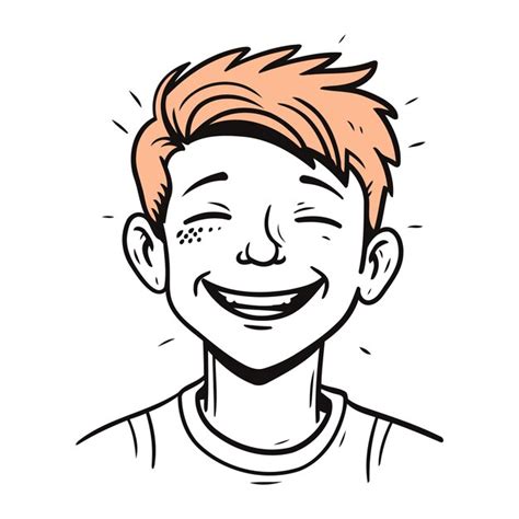 Ilustración vectorial de un joven sonriente aislado sobre un fondo blanco Vector Premium