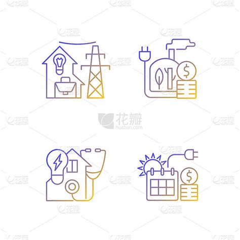 电力能源购买线性图标集