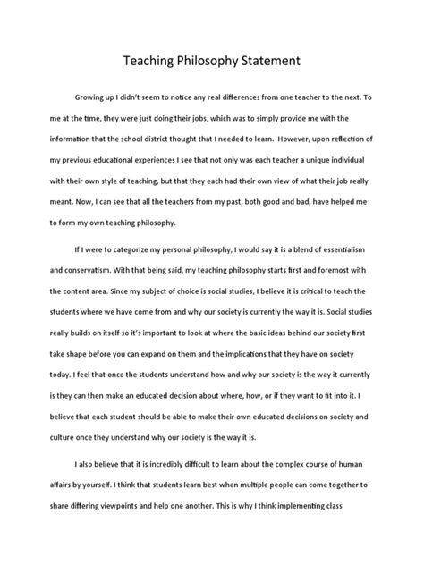 Teaching Philosophy Statement Pdf