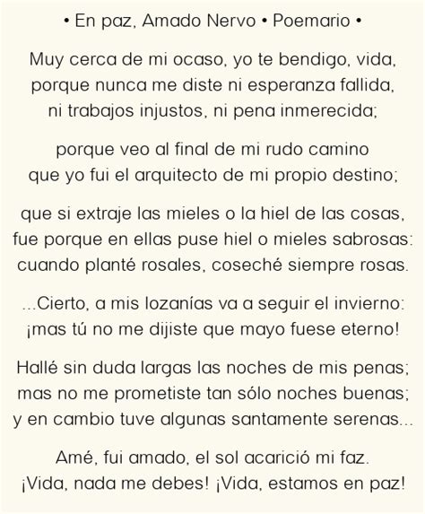 Descifrando Los Versos De Amado Nervo En Paz Letra Por Letra Poemas