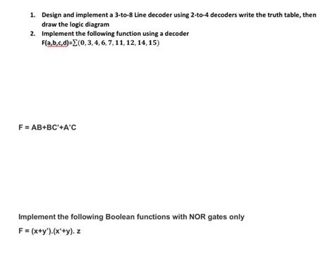 Solved 1 Design And Implement A 3 To 8 Line Decoder Using Chegg Com