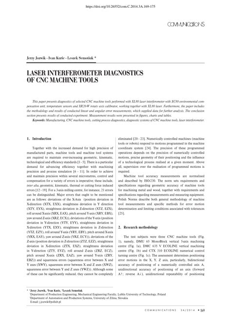 Pdf Laser Interferometer Diagnostics Of Cnc Machine Tools