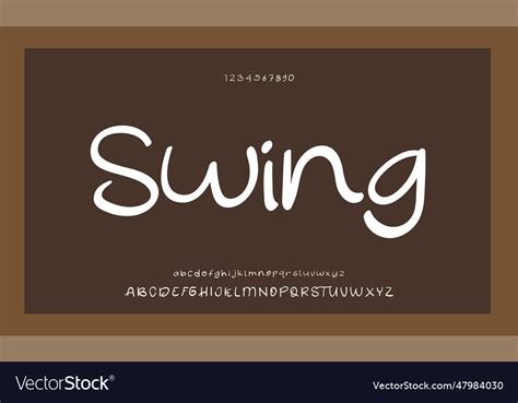 Swing Alphabet Letters Font And Number Royalty Free Vector