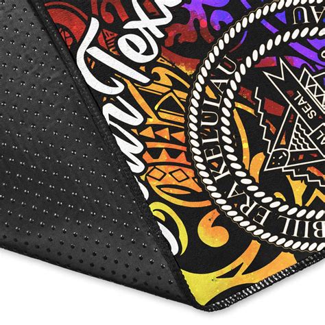 Palau Custom Personalised Area Rug Rainbow Polynesian Pattern