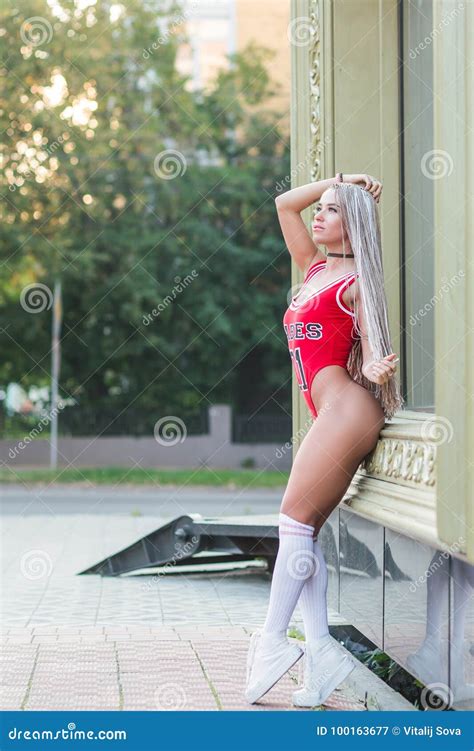 Athletic Blonde Woman Posing Stock Image Image Of Expression Body