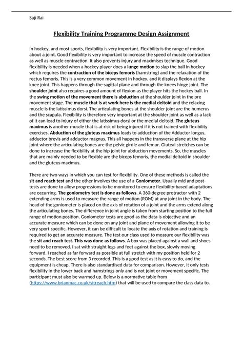 A Level Pe Flexibility Training Programme Physiology Stuvia Uk