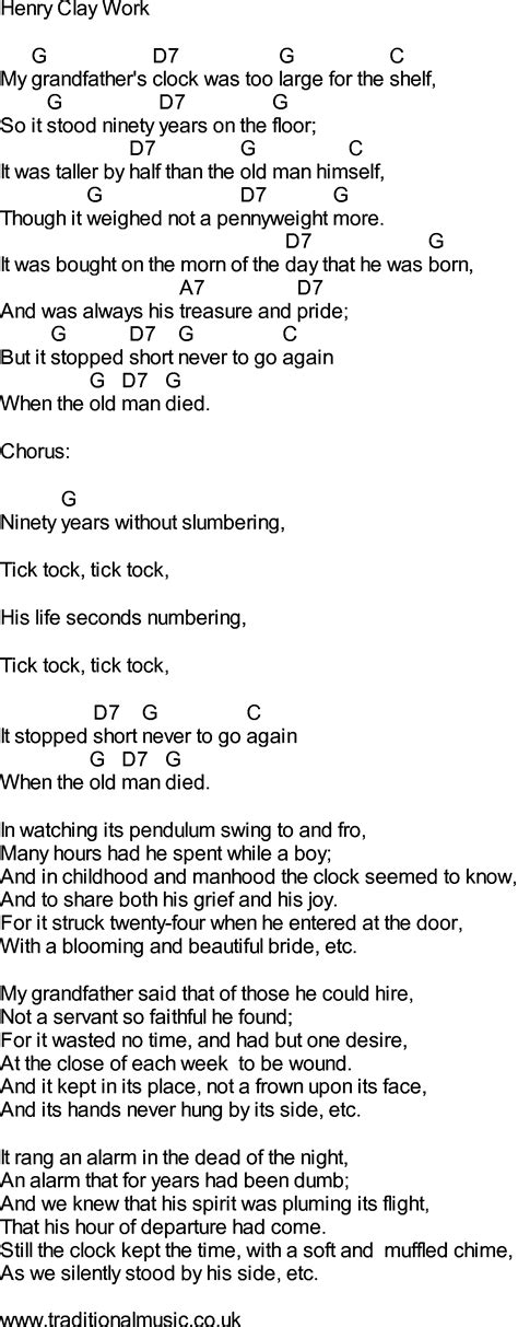 Bluegrass Songs With Chords Grandfathers Clock