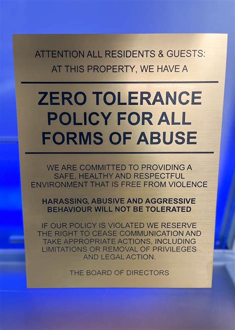 Zero Tolerance Policy For All Forms Of Abuse Two Sizes The
