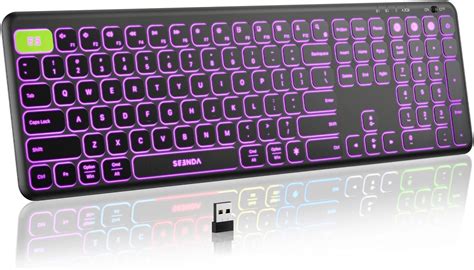 Amazon Com Seenda Backlit Bluetooth Keyboard USB Dual BT Multi Device Rechargeable