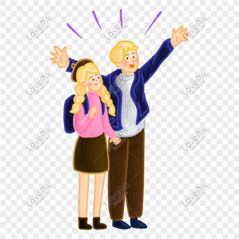 만화 손으로 그려진 된 문자 커플 크리 에이 티브 포스터 Png 일러스트 무료 다운로드 Lovepik