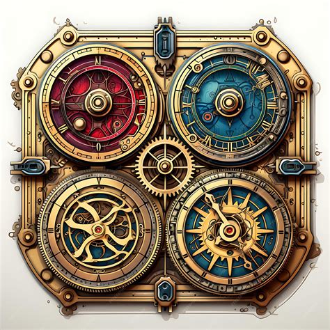 Premium Photo Design Of Steampunk Clockwork Borderline Clocks Gears