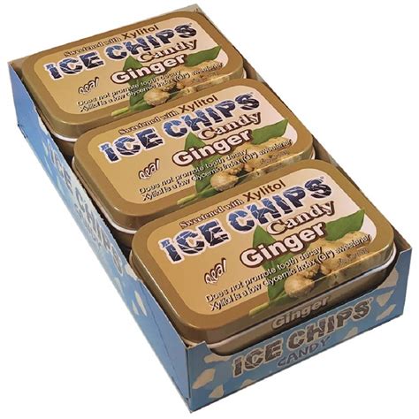 Ice Chips Xylitol Candy Tins Ginger 6 Pack Includes