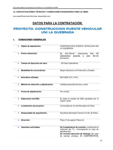 Puente Vehicular Uni Pdf Presupuesto Business
