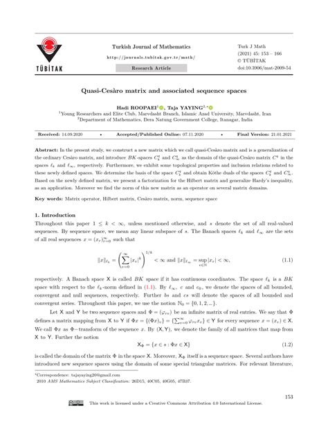 Pdf Quasi Cesàro Matrix And Associated Sequence Spaces