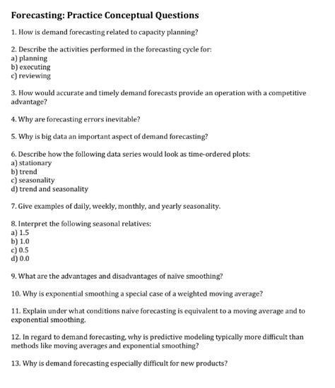 Solved Forecasting Practice Conceptual Questions 1 How Is