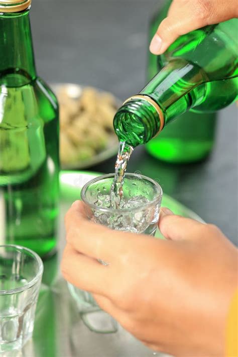 Close Up Pouring Soju To The Sloki Stock Image Image Of Soju