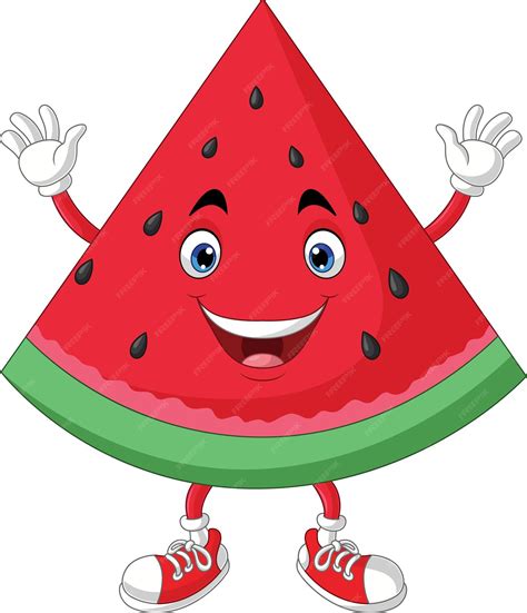 Premium Vector Cute Watermelon Cartoon Raising Hands